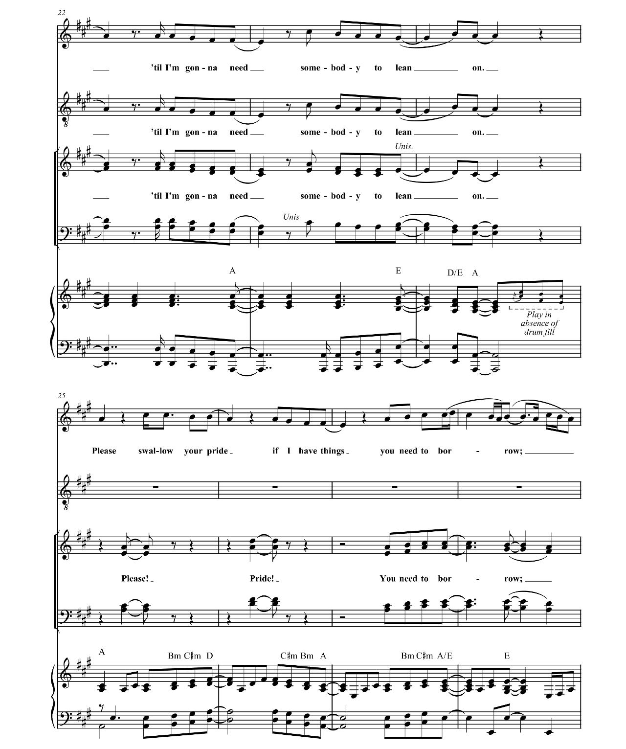 Lean On Me by Bill Withers Sheet Music - Meta-chords