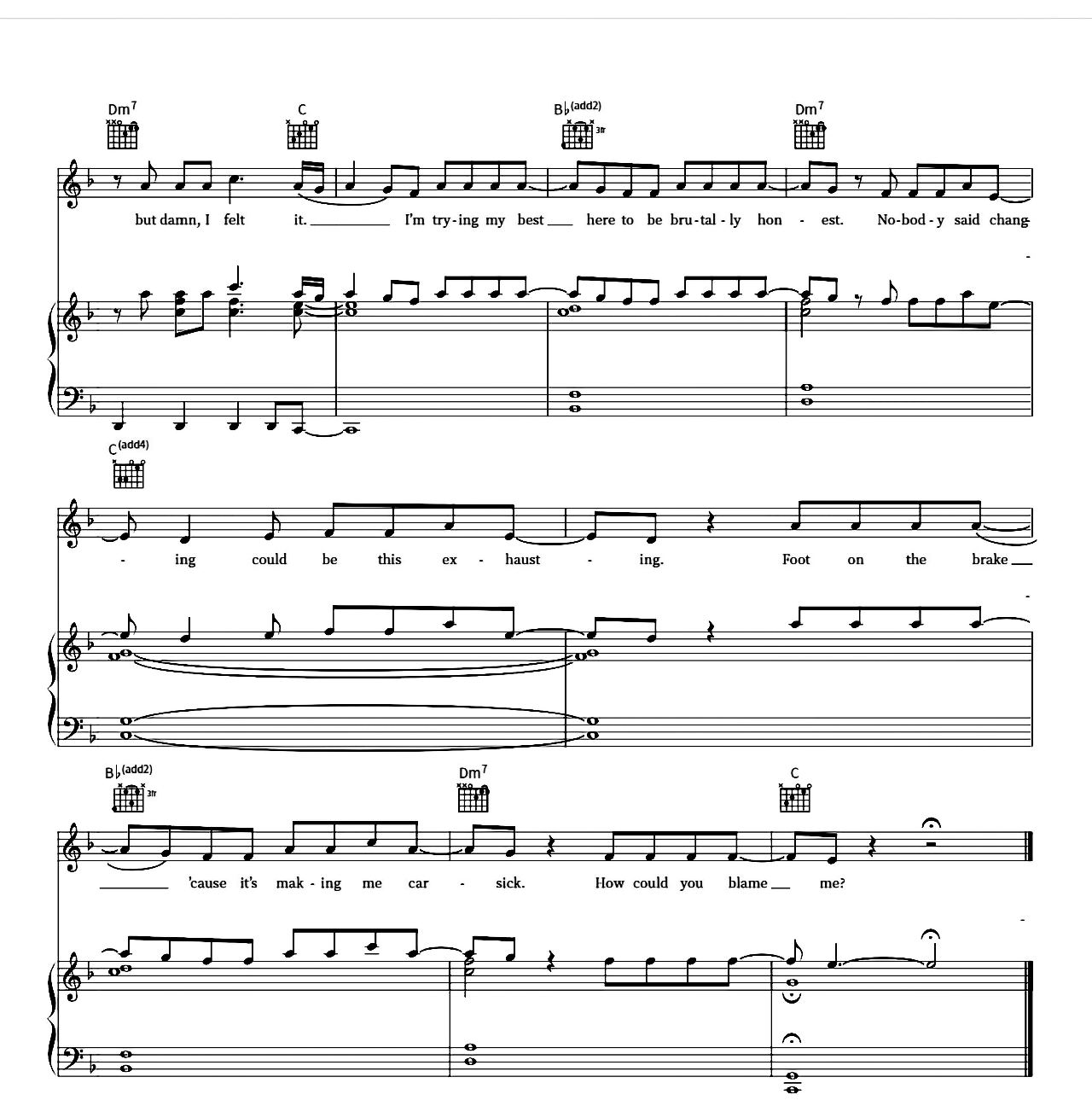 Chaotic by Tate McRae Sheet Music - Meta-chords