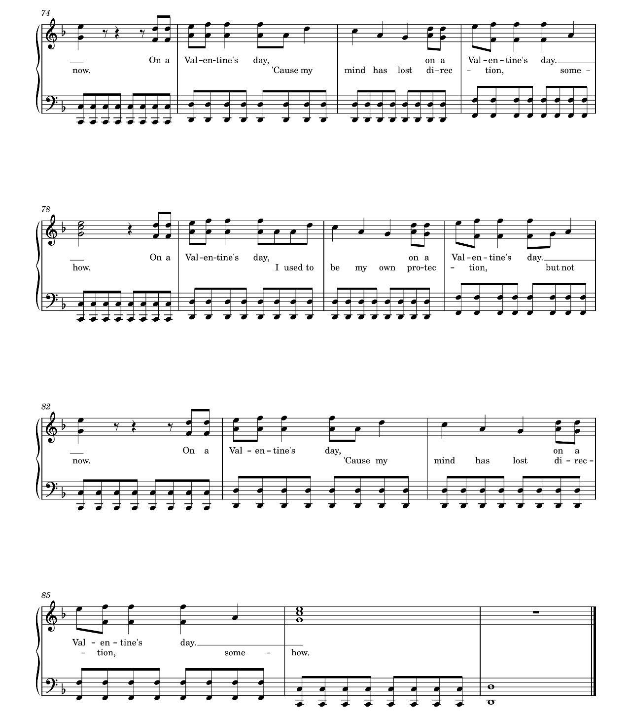 Valentine's Day by Linkin Park Sheet Music - Meta-chords