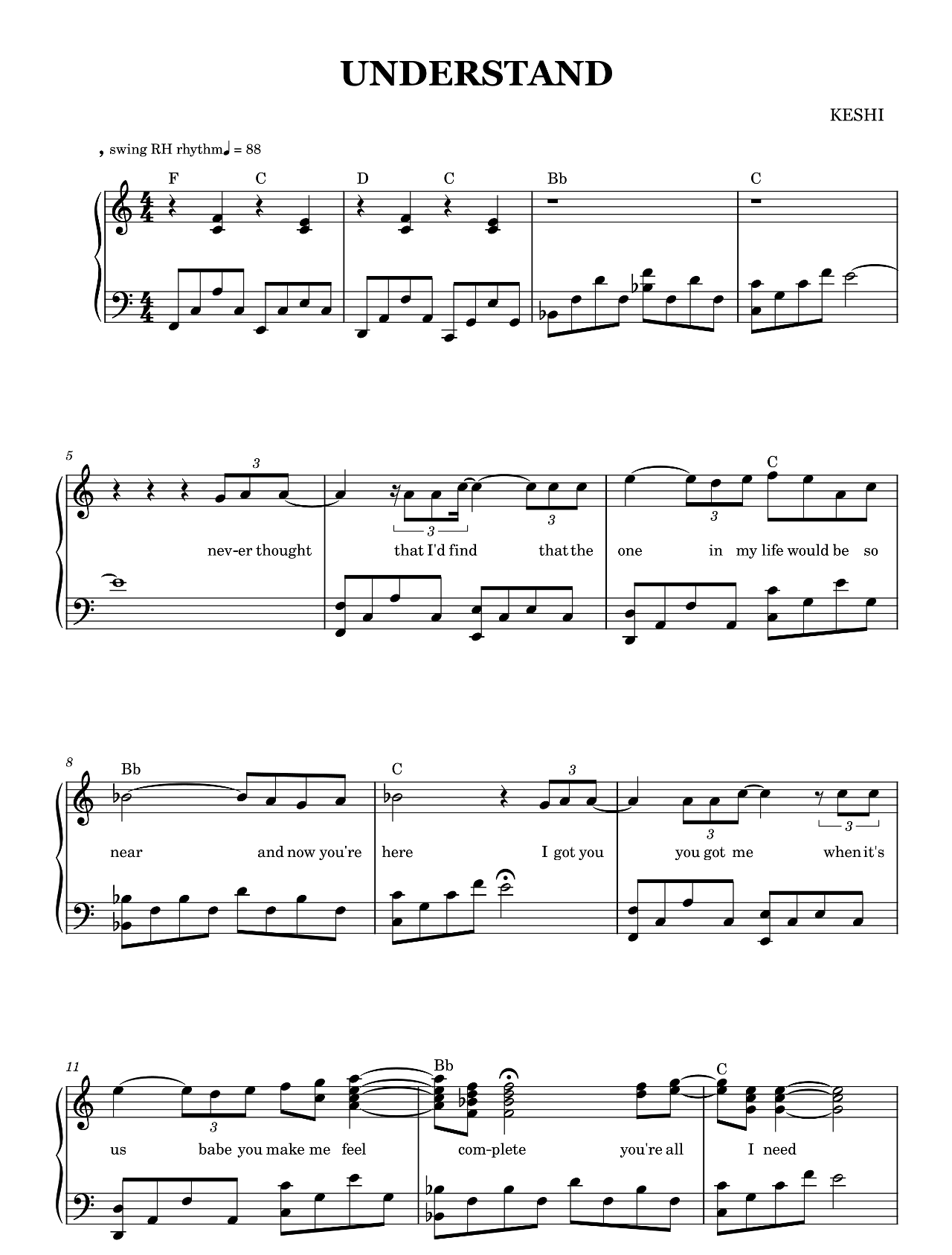 UNDERSTAND by Keshi Sheet Music - Meta-chords