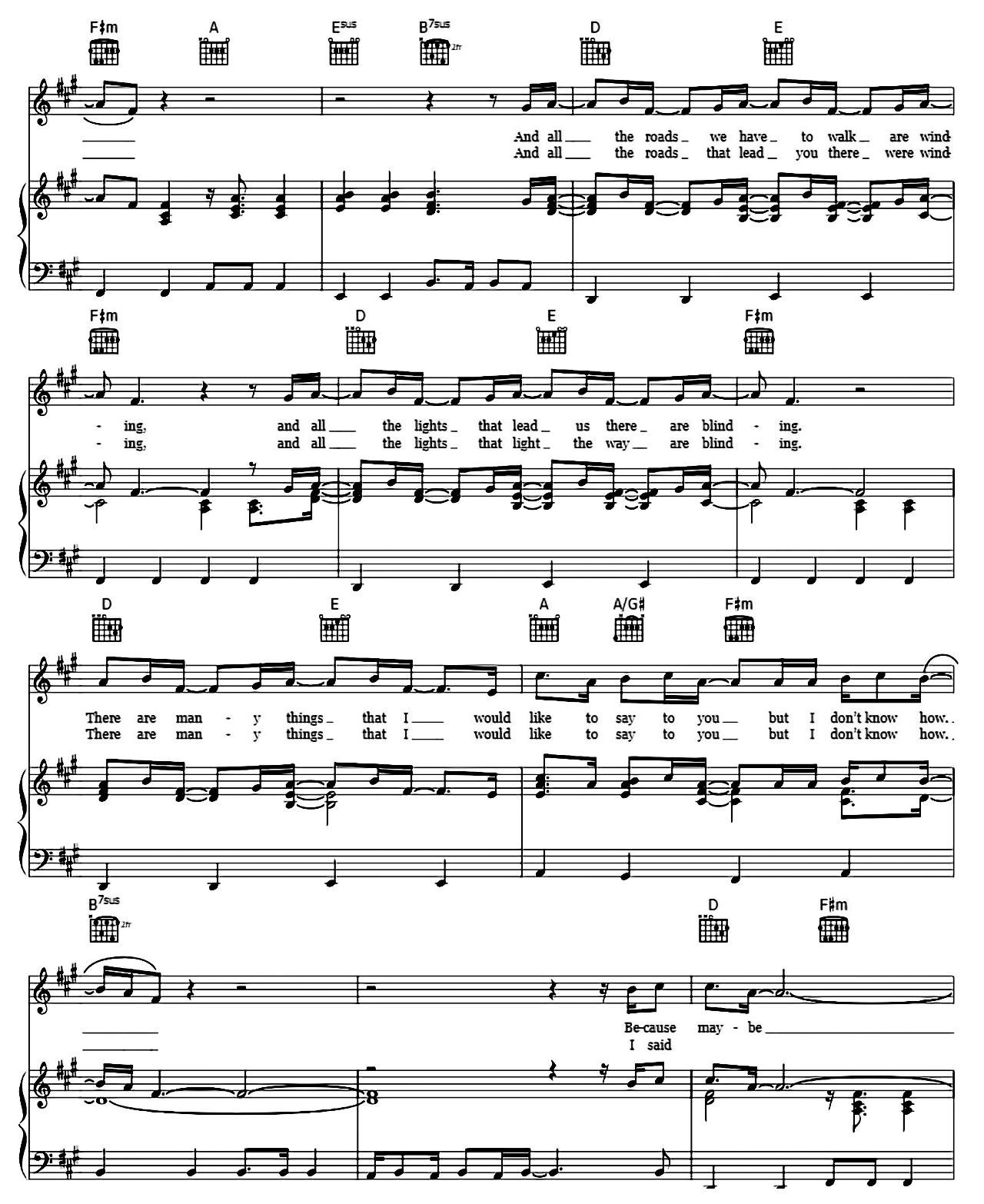 Wonderwall by Oasis Sheet Music - Meta-chords