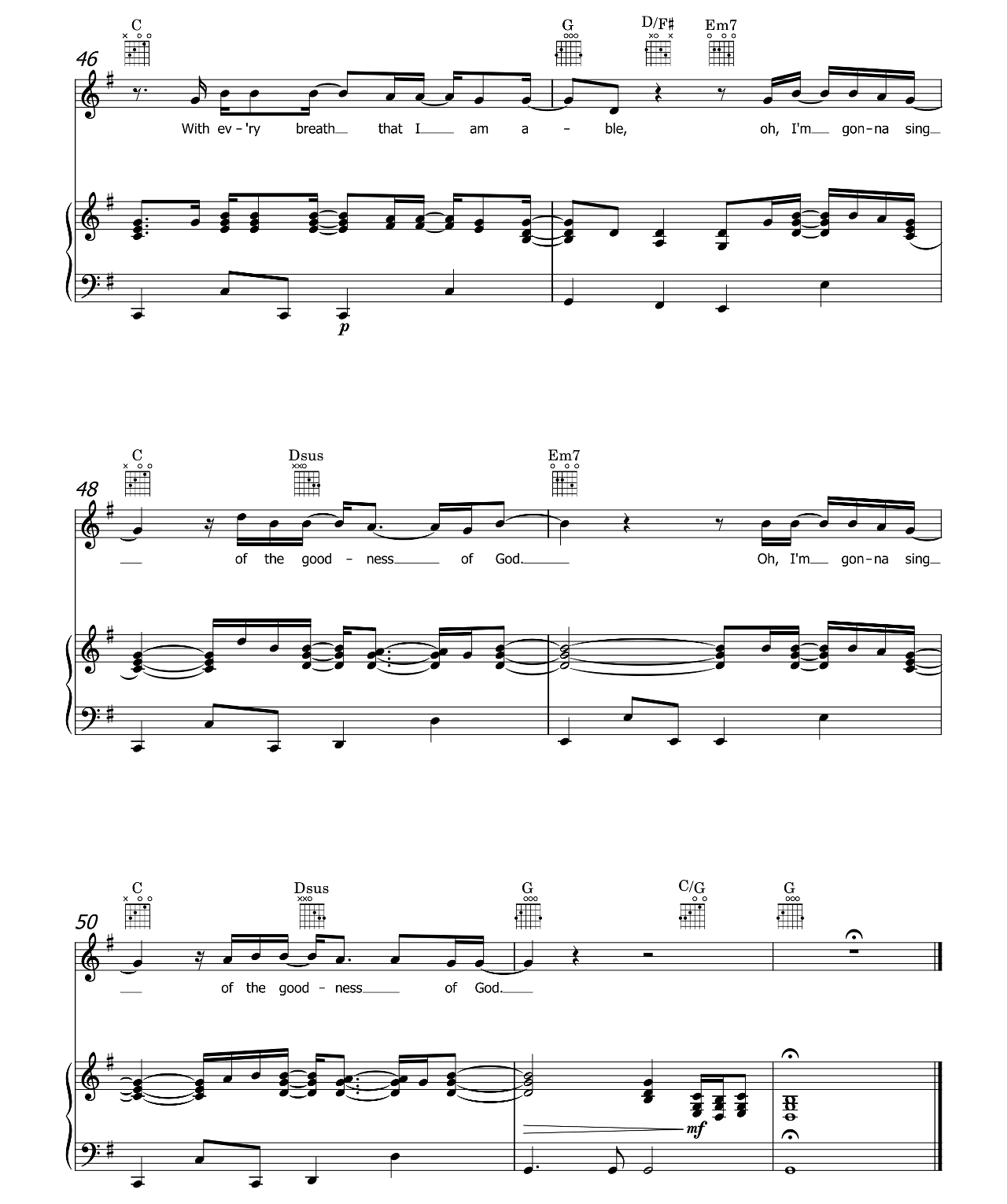 Goodness Of God by Bethel Music & Jenn Johnson Sheet Music - Meta-chords