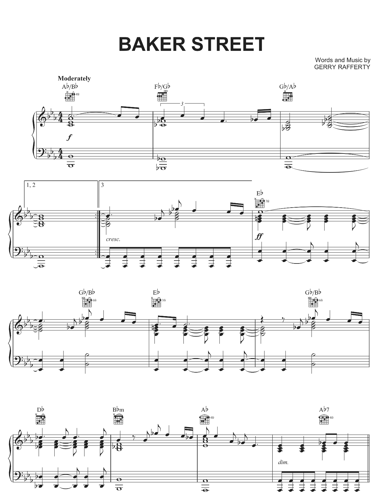 Baker Street by Gerry Rafferty Sheet Music - Meta-chords