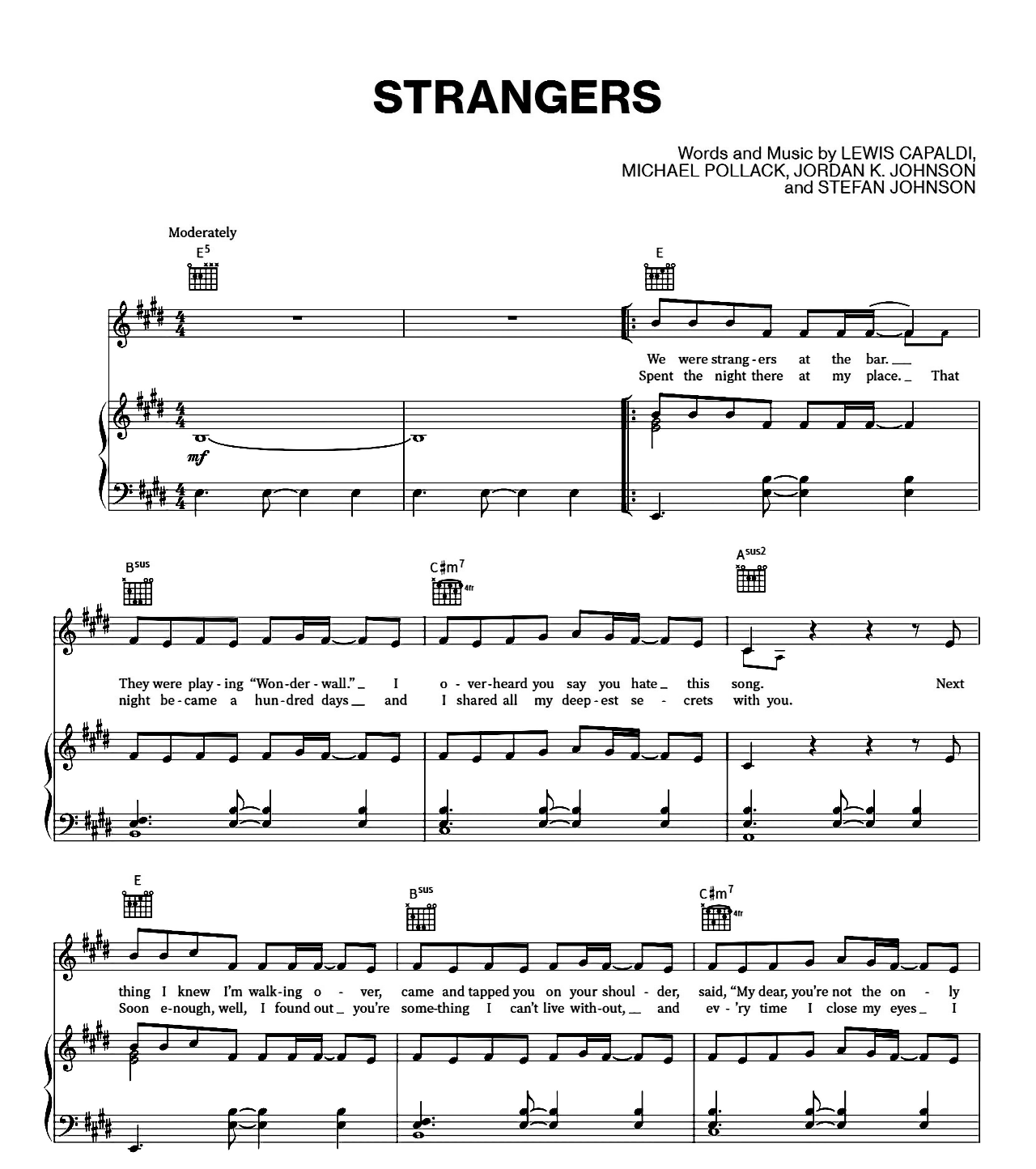 Strangers by Lewis Capaldi Sheet Music - Meta-chords