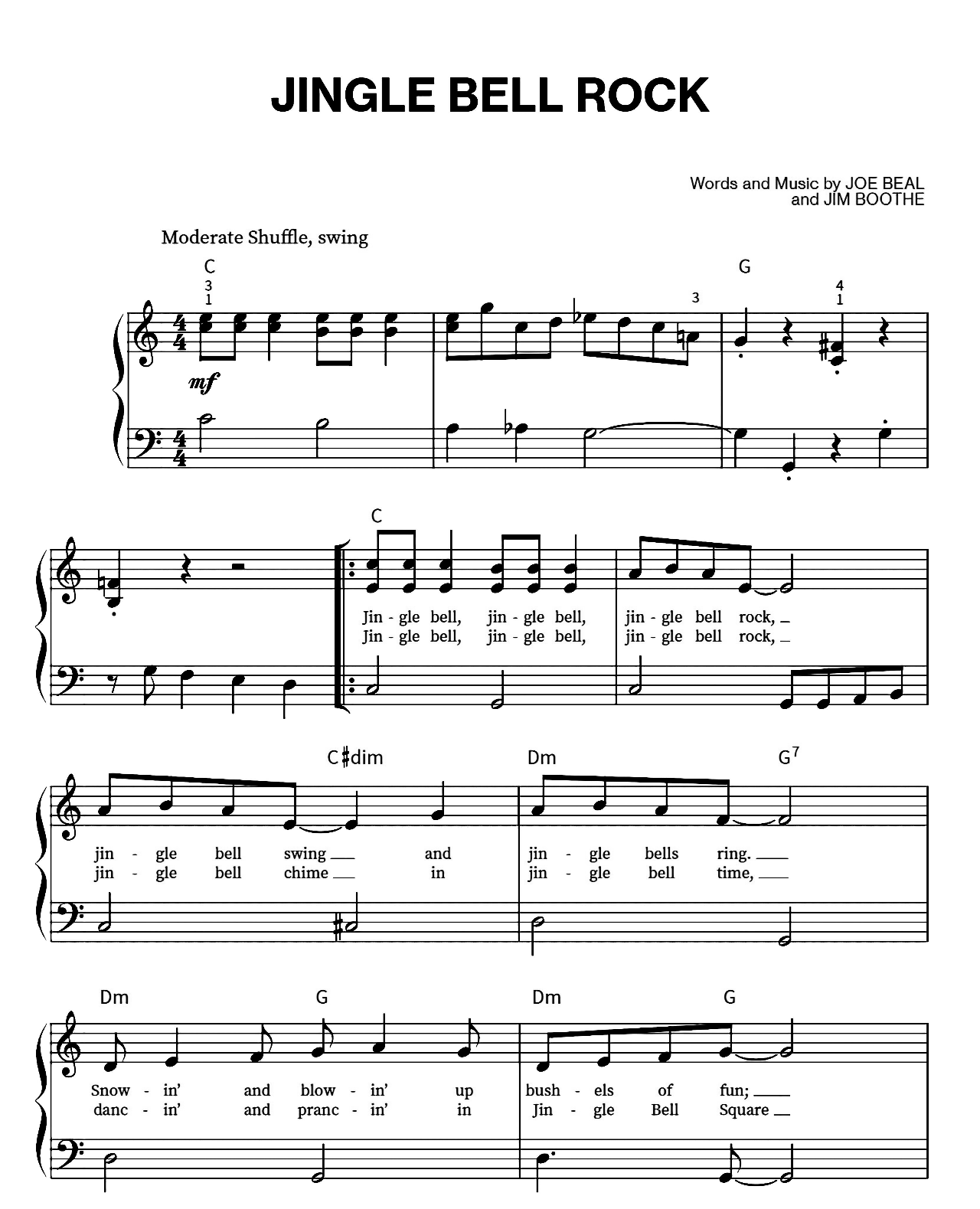 Jingle Bell Rock (Easy Piano) by Bobby Helms Sheet Music - Meta-chords