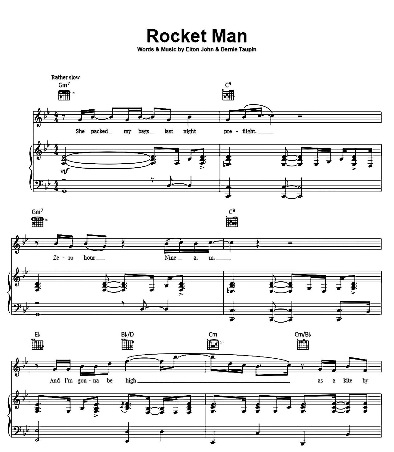 Rocket Man by Elton John Sheet Music - Meta-chords