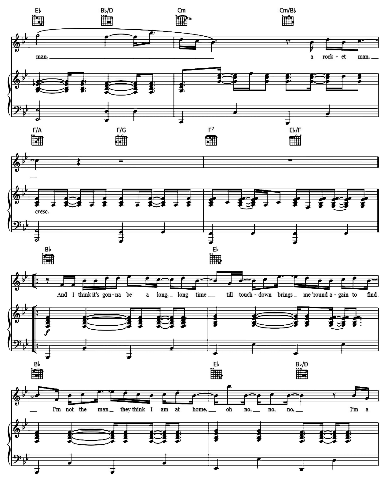 Rocket Man by Elton John Sheet Music - Meta-chords