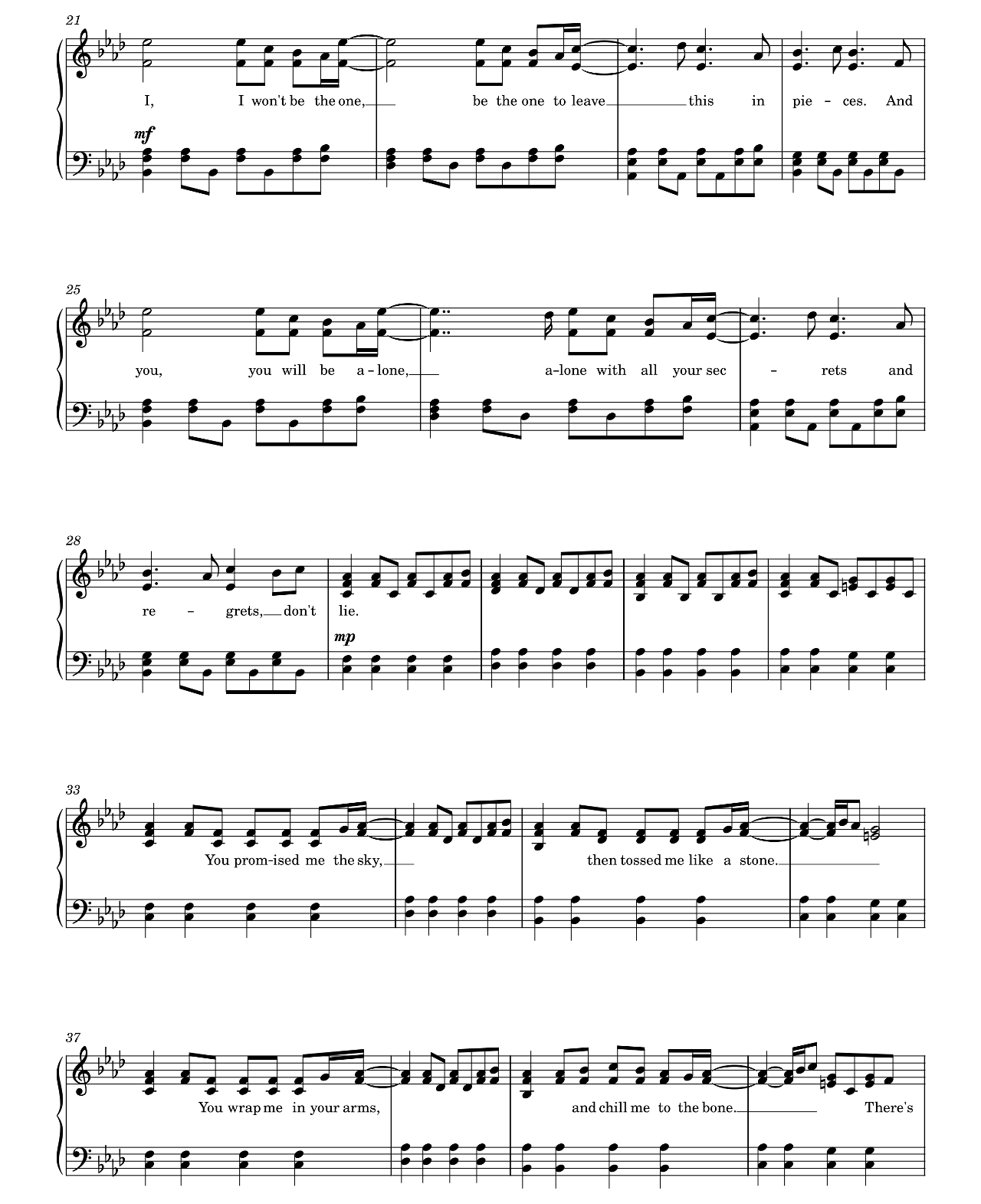 In Pieces by Linkin Park Sheet Music - Meta-chords