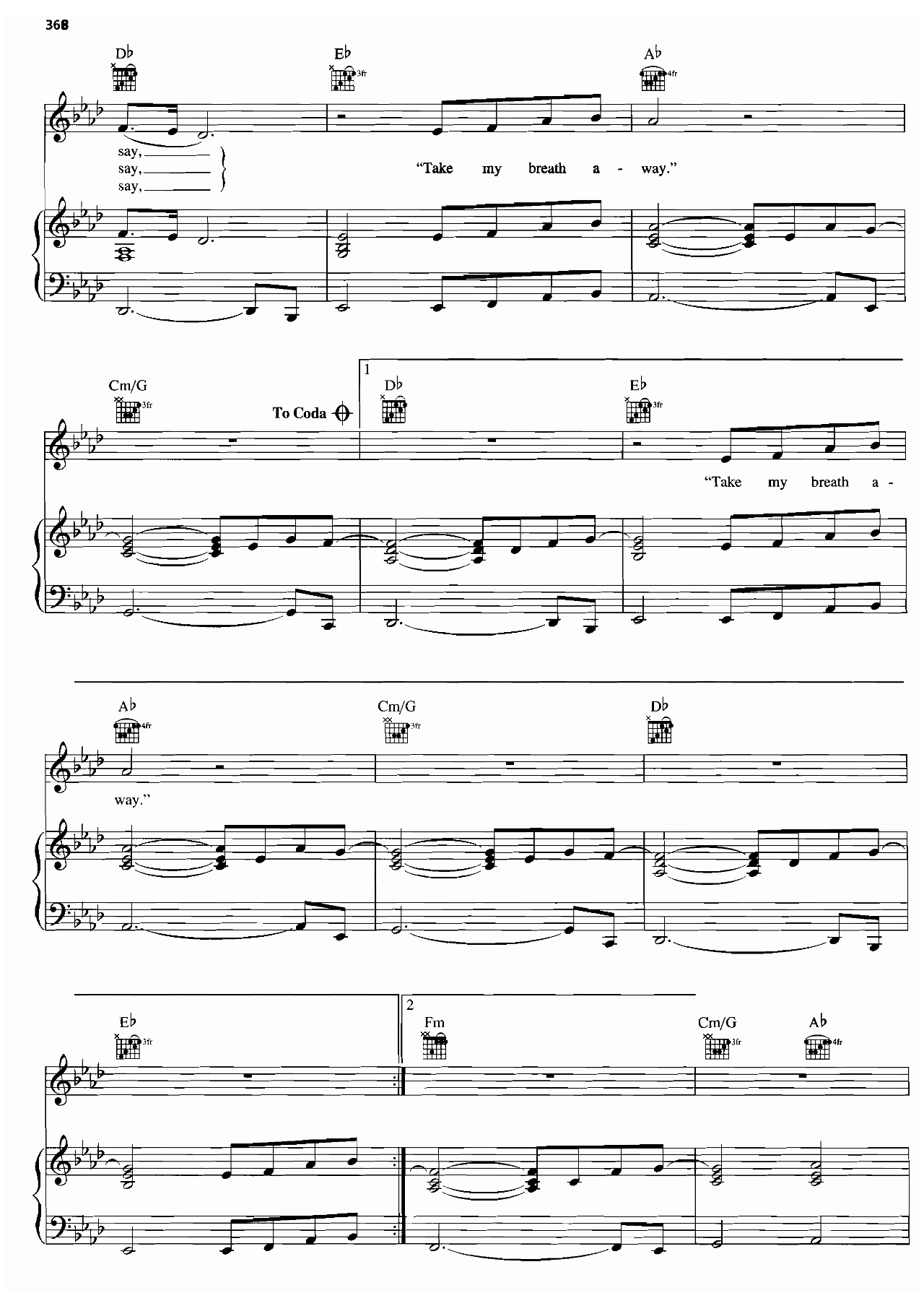 Take My Breath Away (from Top Gun) by Berlin Sheet Music - Meta-chords