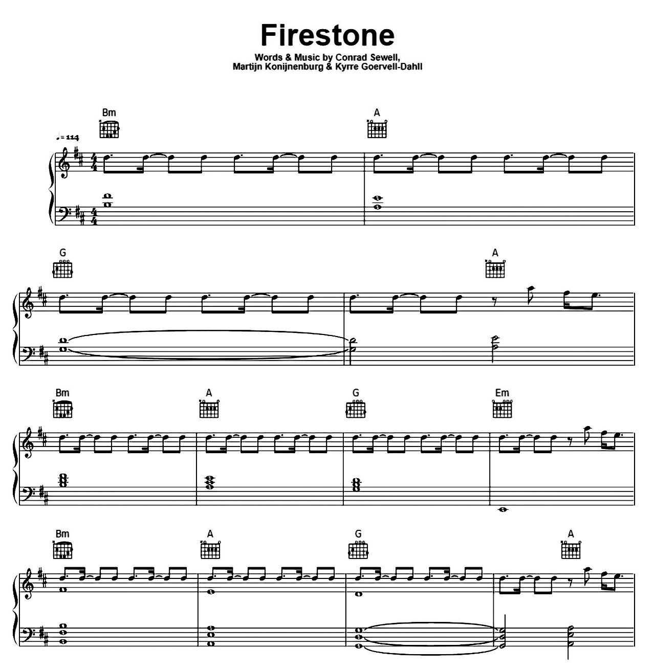 Firestone by Kygo Sheet Music - Meta-chords