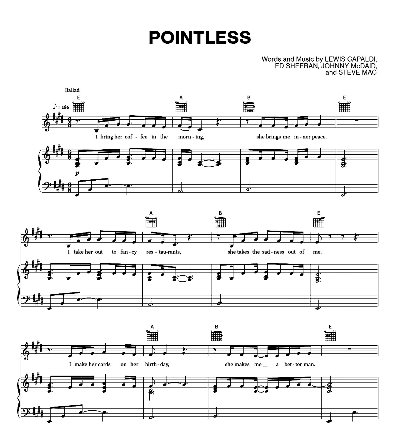 Pointless by Lewis Capaldi Sheet Music - Meta-chords