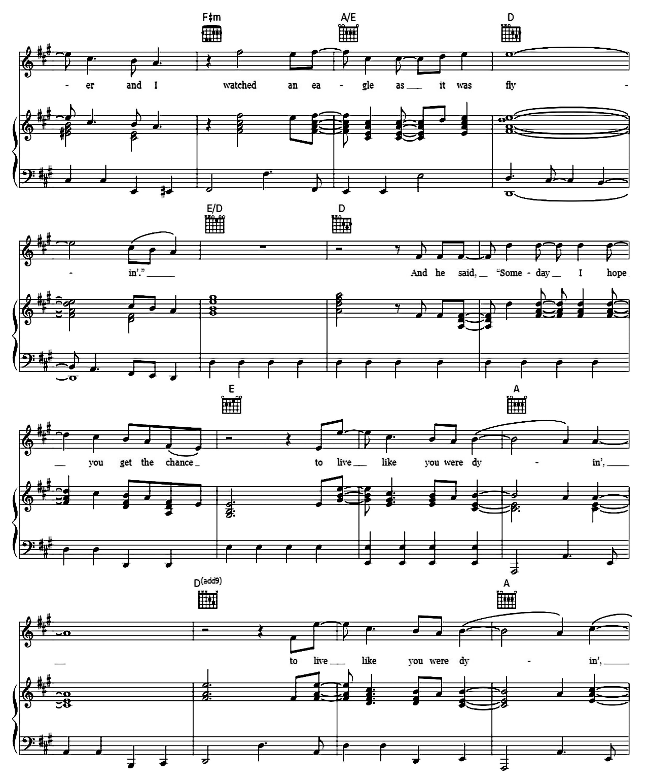 Live Like You Were Dying by Tim McGraw Sheet Music - Meta-chords