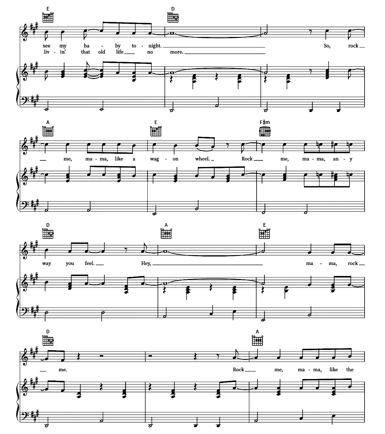 Wagon Wheel by Darius Rucker Sheet Music - Meta-chords