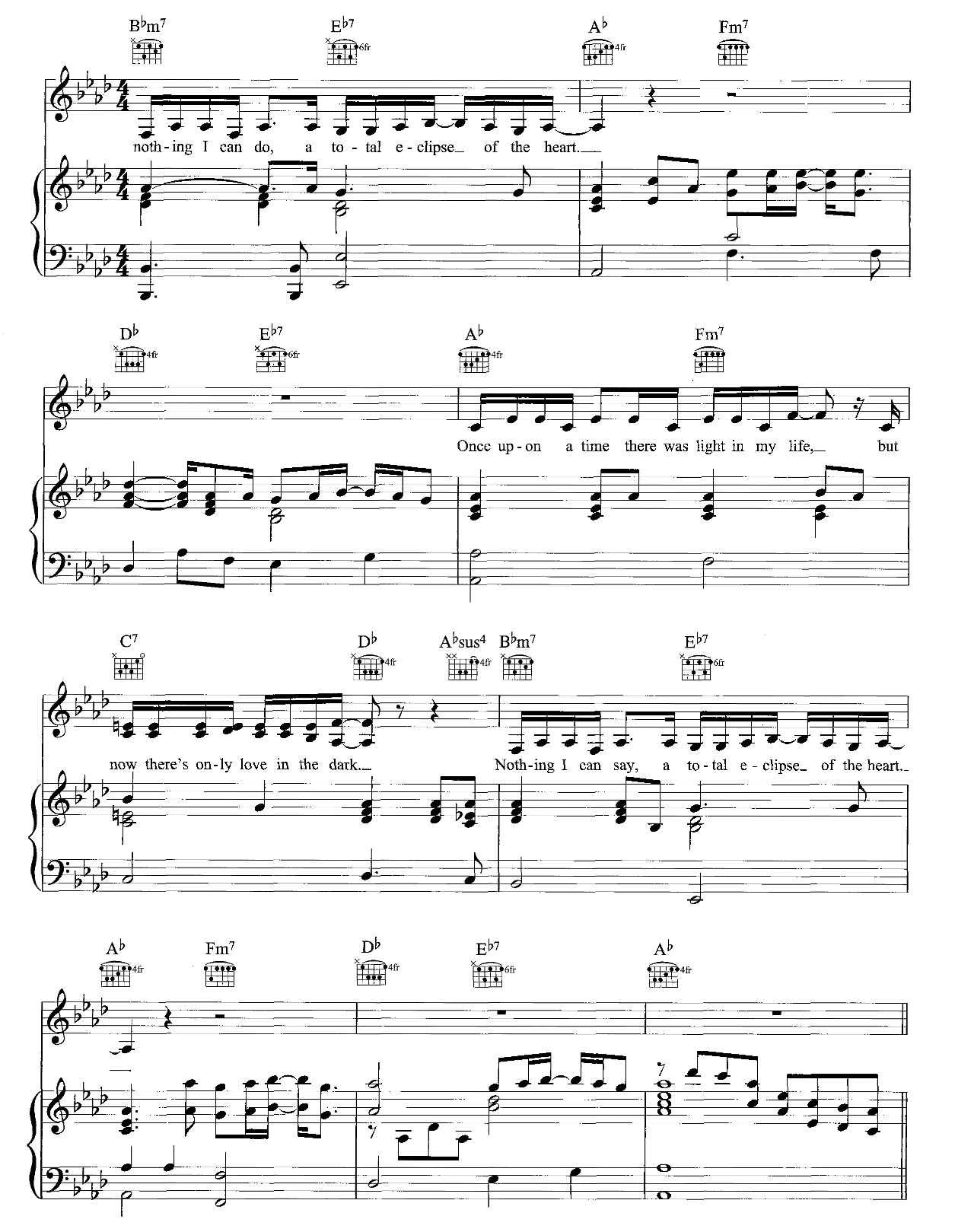 Total Eclipse Of The Heart by Bonnie Tyler Sheet Music - Meta-chords
