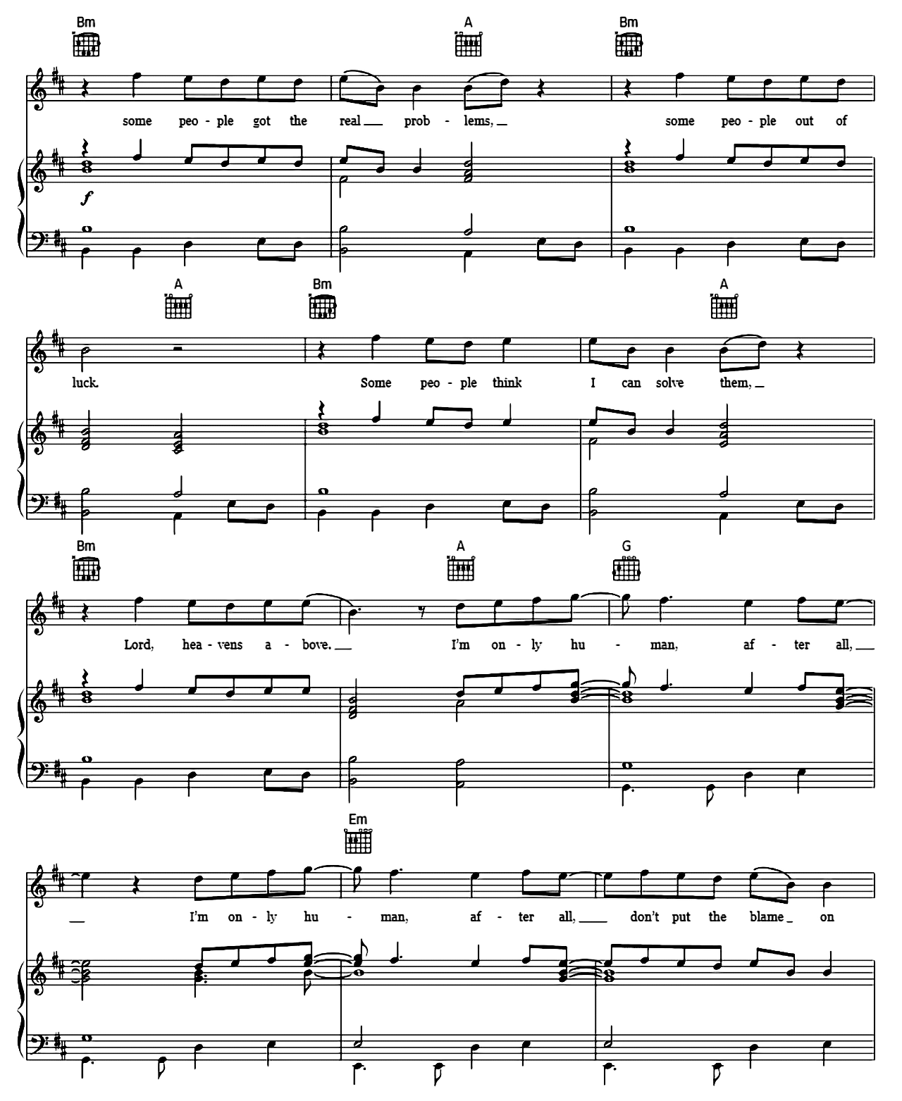 Human by Rag'n'Bone Man Sheet Music - Meta-chords