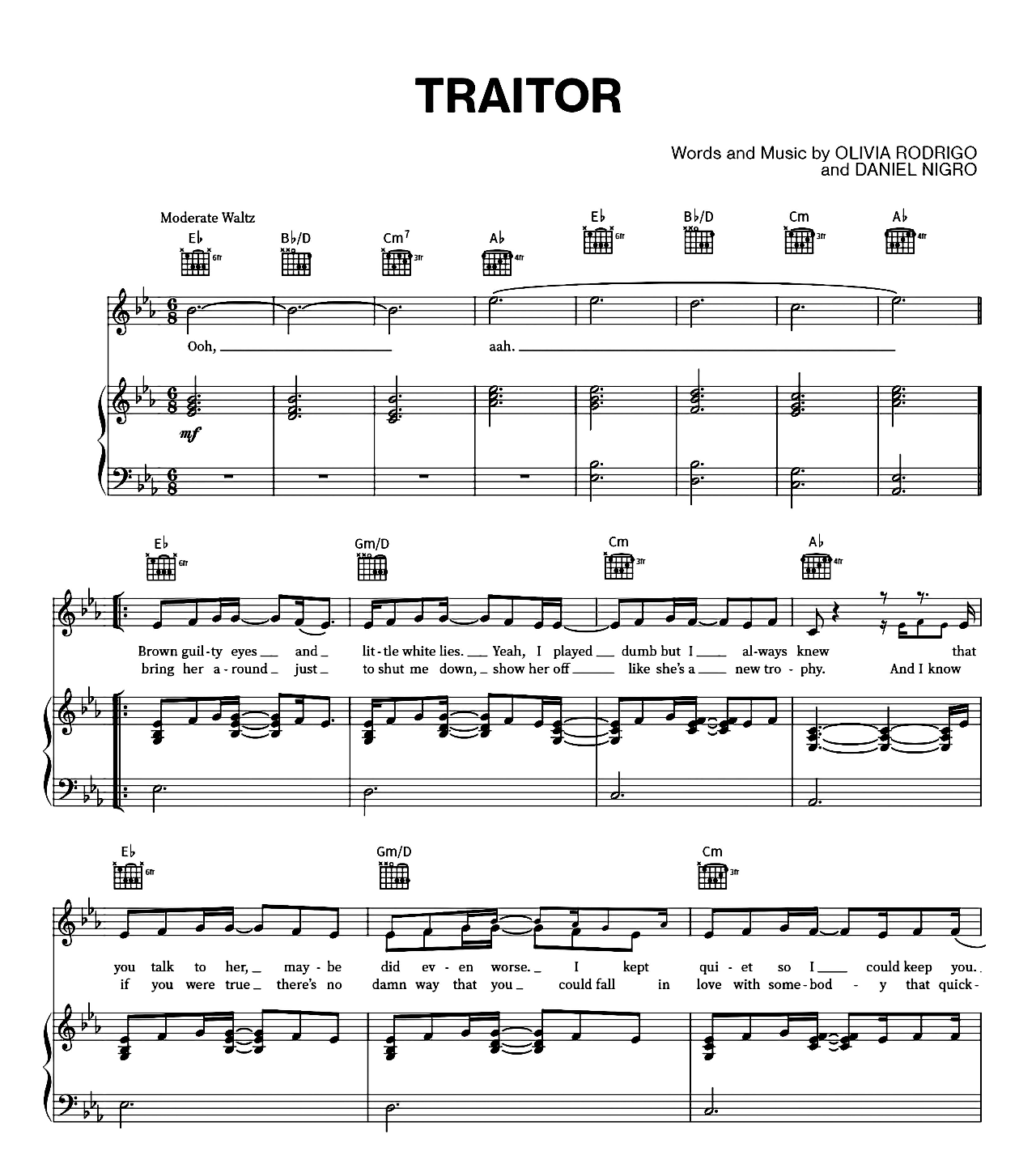 Traitor by Olivia Rodrigo Sheet Music - Meta-chords