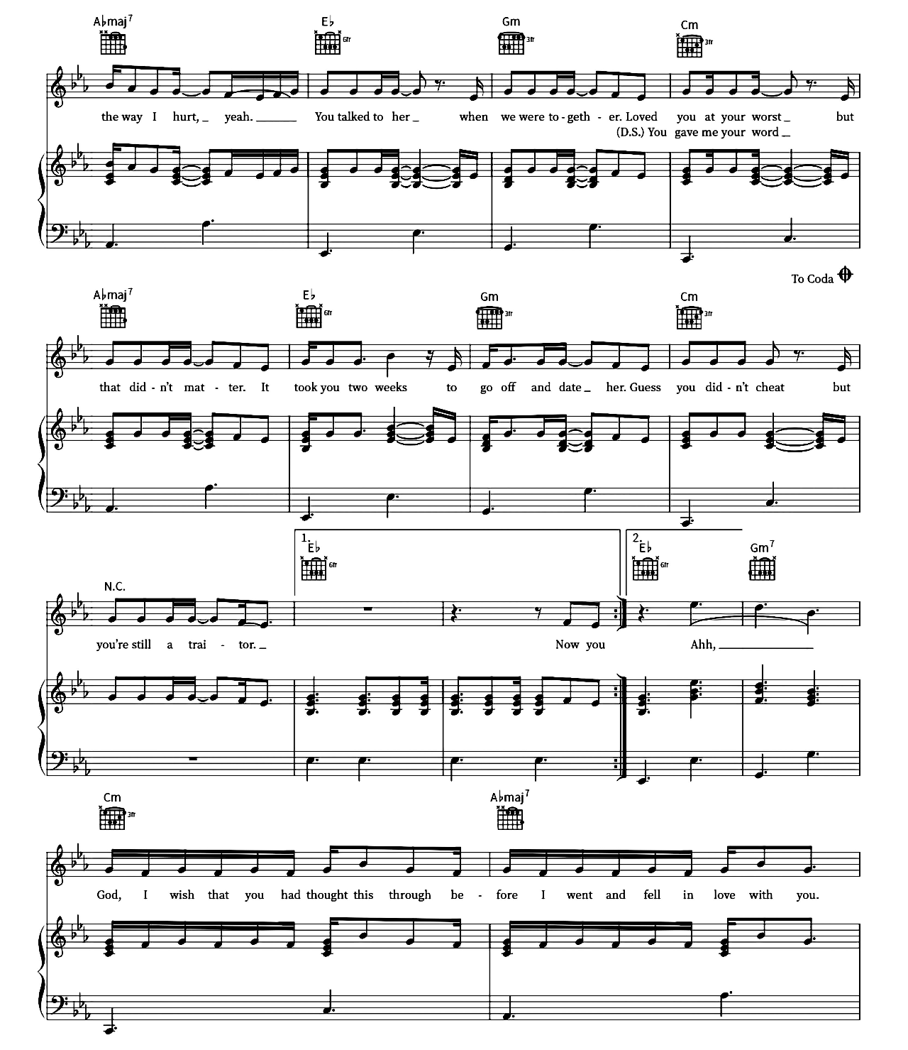 Traitor by Olivia Rodrigo Sheet Music - Meta-chords