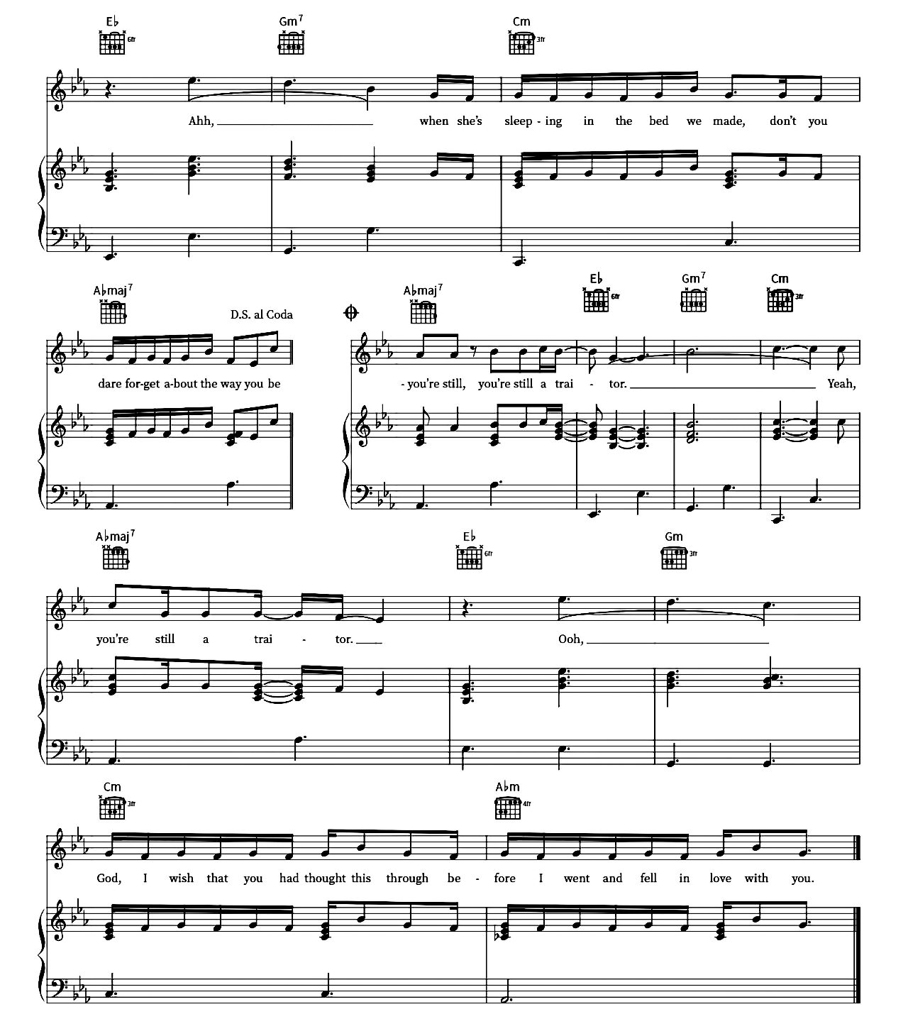 Traitor by Olivia Rodrigo Sheet Music - Meta-chords