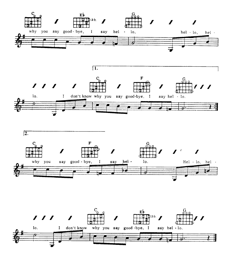 Hello, Goodbye by John Lennon & Paul McCartney Sheet Music - Meta-chords