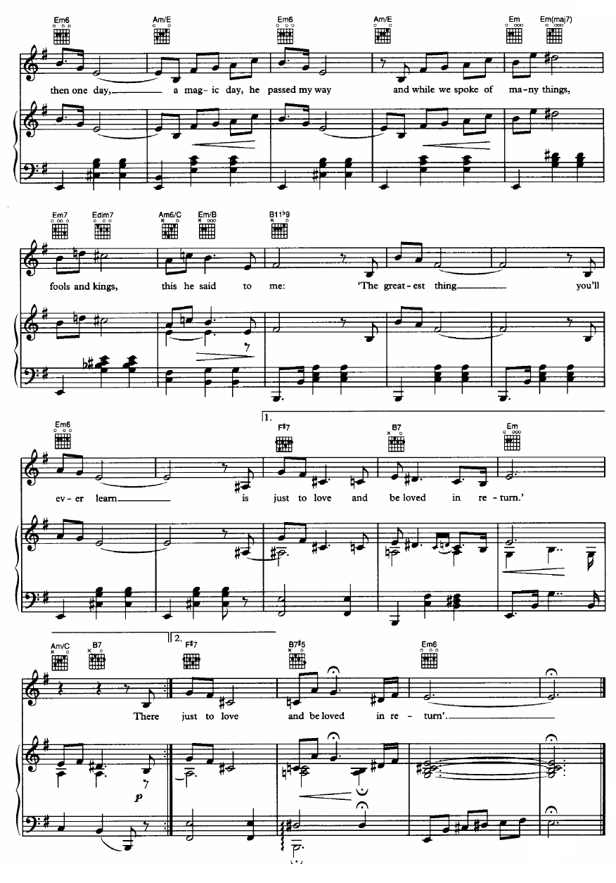 Nature Boy by Eden Ahbez Sheet Music - Meta-chords